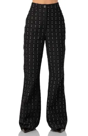 IVONNE Textured Wide-leg Jeans - Black