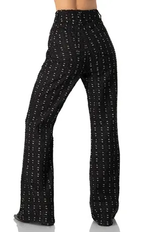 IVONNE Textured Wide-leg Jeans - Black
