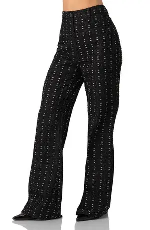 IVONNE Textured Wide-leg Jeans - Black