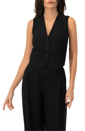 IVONNE Tailored Vest With Button Closure