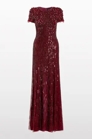 Jenny Packham Eliza Beaded Maxi Dress - Cardinal