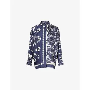 Max Mara Graphic-print Patch-pocket Silk Blouse