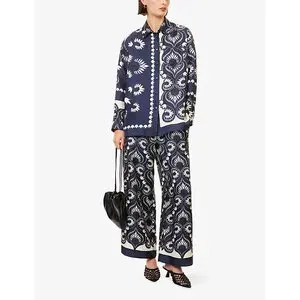 Max Mara Graphic-print Patch-pocket Silk Blouse