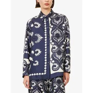 Max Mara Graphic-print Patch-pocket Silk Blouse