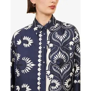 Max Mara Graphic-print Patch-pocket Silk Blouse