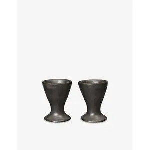 FERM LIVING Flow Set Of Two Stoneware Egg Cups 6.5cm - Black