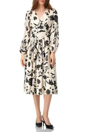 IVONNE V-neck Long Sleeve Midi Dress