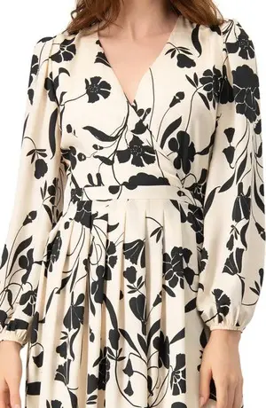 IVONNE V-neck Long Sleeve Midi Dress