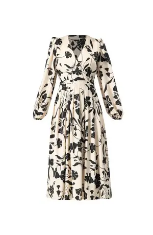 IVONNE V-neck Long Sleeve Midi Dress