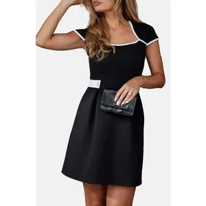 LIPSY Contrast Trim Cap-sleeve Mini Dress
