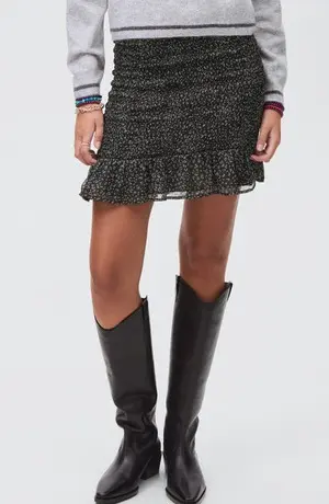 Mango Leopard Ruffle Miniskirt