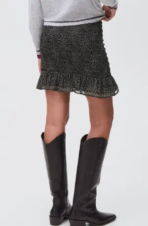 Mango Leopard Ruffle Miniskirt