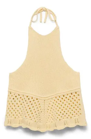 Mango Open Stitch Halter Crop Top