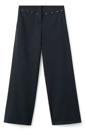 Mango Studded Low Rise Pants - Navy