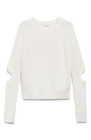 Mango Cutout Cotton Sweater - White