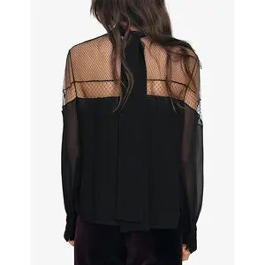 REISS Marnie Lace-insert Woven Blouse