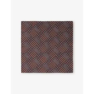 REISS Nina Graphic-print Silk Neck Tie - Burgundy