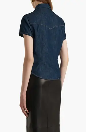 Khaite Cavazos Denim Snap-up Shirt