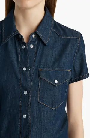 Khaite Cavazos Denim Snap-up Shirt