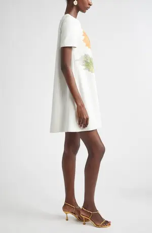 Carolina Herrera Poppy Print Stretch Crepe A-line Mini Dress