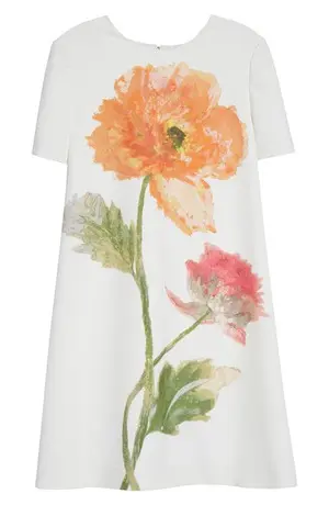 Carolina Herrera Poppy Print Stretch Crepe A-line Mini Dress