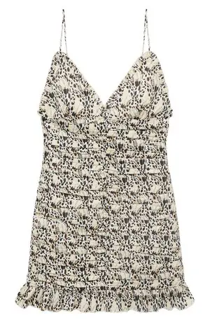 Mango Printed Ruched Cotton Minidress