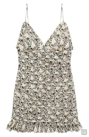 Mango Printed Ruched Cotton Minidress