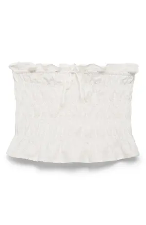 Mango Embroidered Strapless Cotton Top