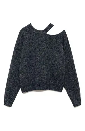 Mango Cutout Shimmering Knit Sweater