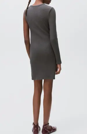 Mango Single Sleeve Ribbed Minidress - Grey