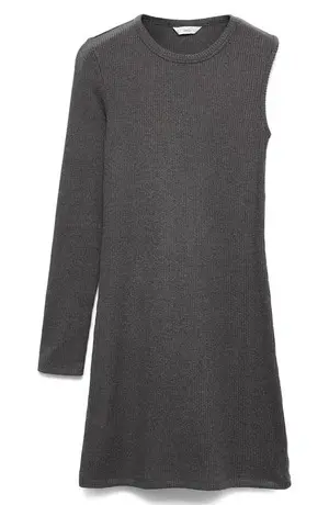 Mango Single Sleeve Ribbed Minidress - Grey