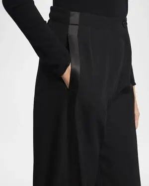 THE ROW Felicita Double Pleated Wide-leg Tuxedo Pants - Black