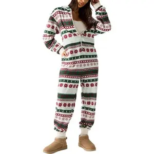 FABLETICS Cozy Fleece Hooded Jumpsuit - Holiday Fairisle
