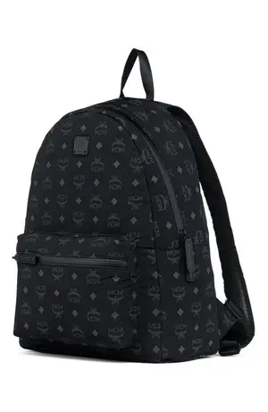 Mcm Stark Packable Backpack In Monogram Nylon - Black
