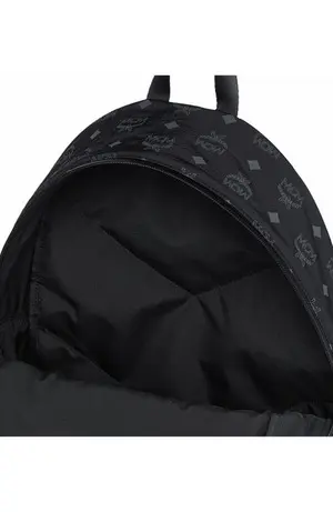 Mcm Stark Packable Backpack In Monogram Nylon - Black
