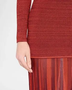 Christopher John Rogers Turtleneck Pleated Maxi Dress - Paprika