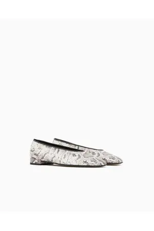 Giorgio Armani Python-print Leather Ballerinas - Red