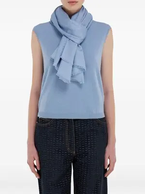 FERRAGAMO Gancini Silk And Wool Stole - Sky Blue