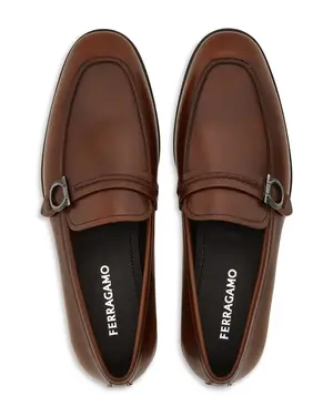 FERRAGAMO Terrence Leather Loafers - Naturale