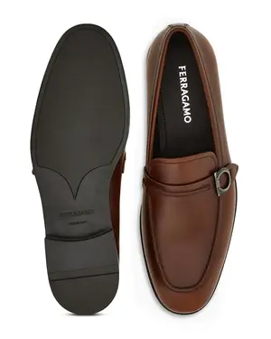 FERRAGAMO Terrence Leather Loafers - Naturale