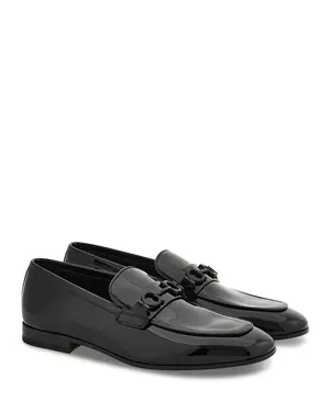 FERRAGAMO Patent Leather Loafers With Gancini Buckle