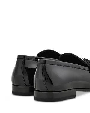 FERRAGAMO Patent Leather Loafers With Gancini Buckle