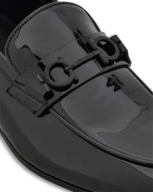 FERRAGAMO Patent Leather Loafers With Gancini Buckle