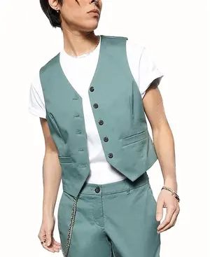WILDFANG Fitted Cotton Vest - Dark Teal