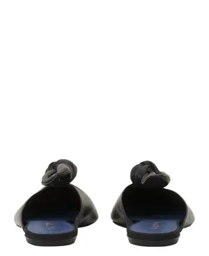 LANVIN Midnight Step Leather Bow Mule - Black