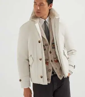 Brunello Cucinelli Padded Shearling-collar Bomber Jacket