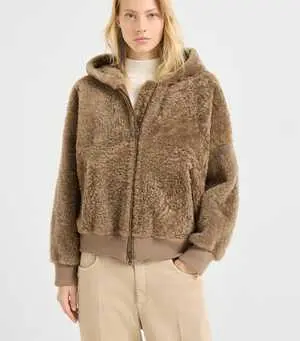 Brunello Cucinelli Shearling Zip-up Hoodie