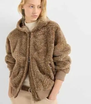 Brunello Cucinelli Shearling Zip-up Hoodie