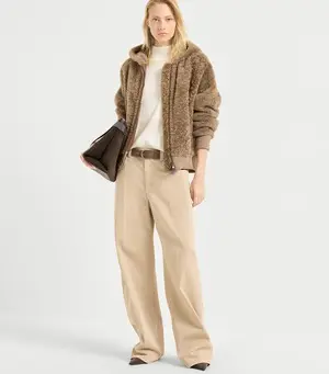 Brunello Cucinelli Shearling Zip-up Hoodie