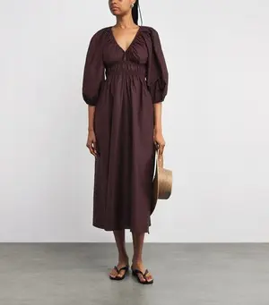 Matteau Cotton Plunge Midi Dress